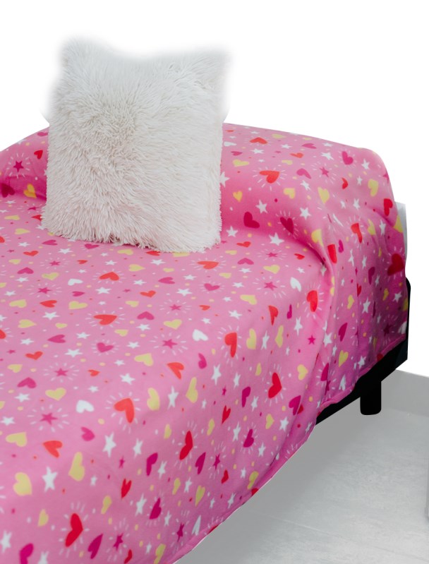 FRAZADA POLAR 1 1/2 PLAZA CORAZONES ROSA FP HOME - FP HOME FRAZADAS ...