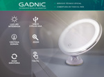 Espejo Con Luz Led Táctil Gadnic ESP12 Ventosa Adherente - GADNIC ESPEJOS - Megatone
