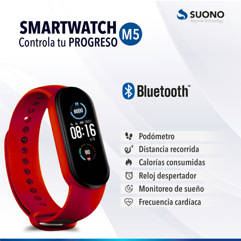 Reloj Inteligente M5 Smartwatch Bluetooth Musica Android Ios - SUONO SMART FITNESS WATCH - Megatone
