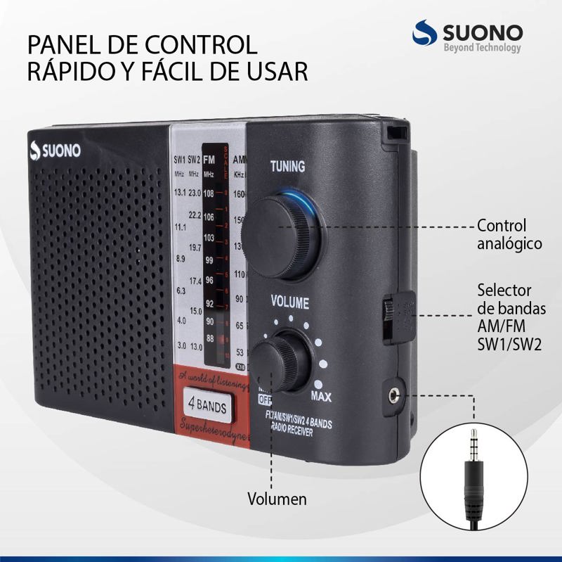 Radio Portatil Am Fm Usb Micro Entrada Auriculares - SUONO RADIOS ...