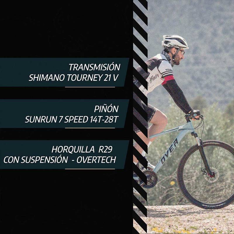 BICICLETA OVERTECH ARMADA OVER FORTIS ALUMINIO AL COLOR NEGRO VERDE TALLE L - OVERTECH ...