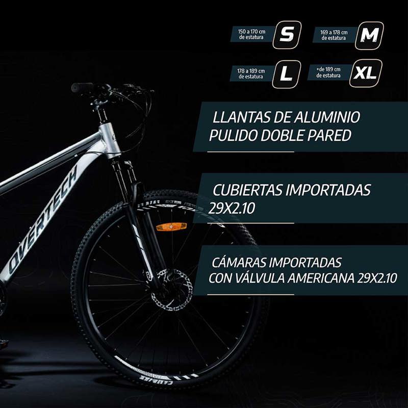 Bicicleta Mtb Overtech Mountain Bike Q6 R29 Aluminio 21v Freno A Disco Talle L Negro-Rojo-Blanco ...