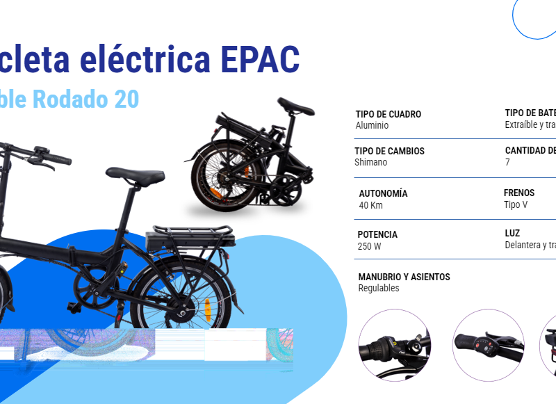 Bicicleta eléctrica plegable Enova rod. 20" Negro - ENOVA BICICLETAS ...