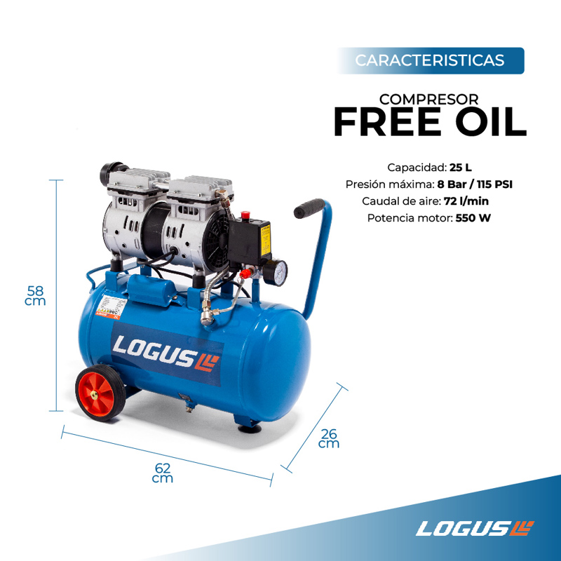 Compresor Odontologico Logus 25lt 550w Silencioso Sin Aceite - LOGUS ...