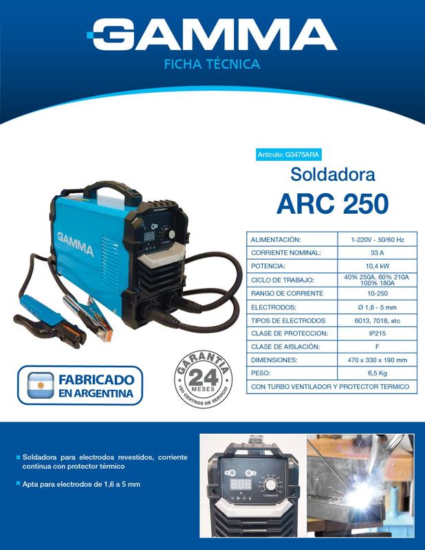 Soldadora Inverter ARC 250 - G3475ARA - GAMMA SOLDADORAS - Megatone