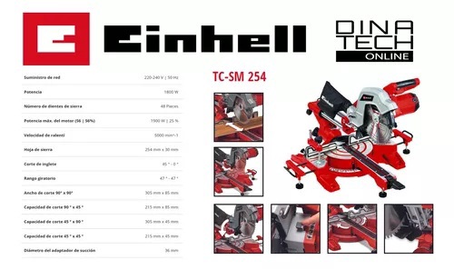 Sierra Ingletadora Telescopica Einhell Tc-sm 254 1900w 254mm - EINHELL ...