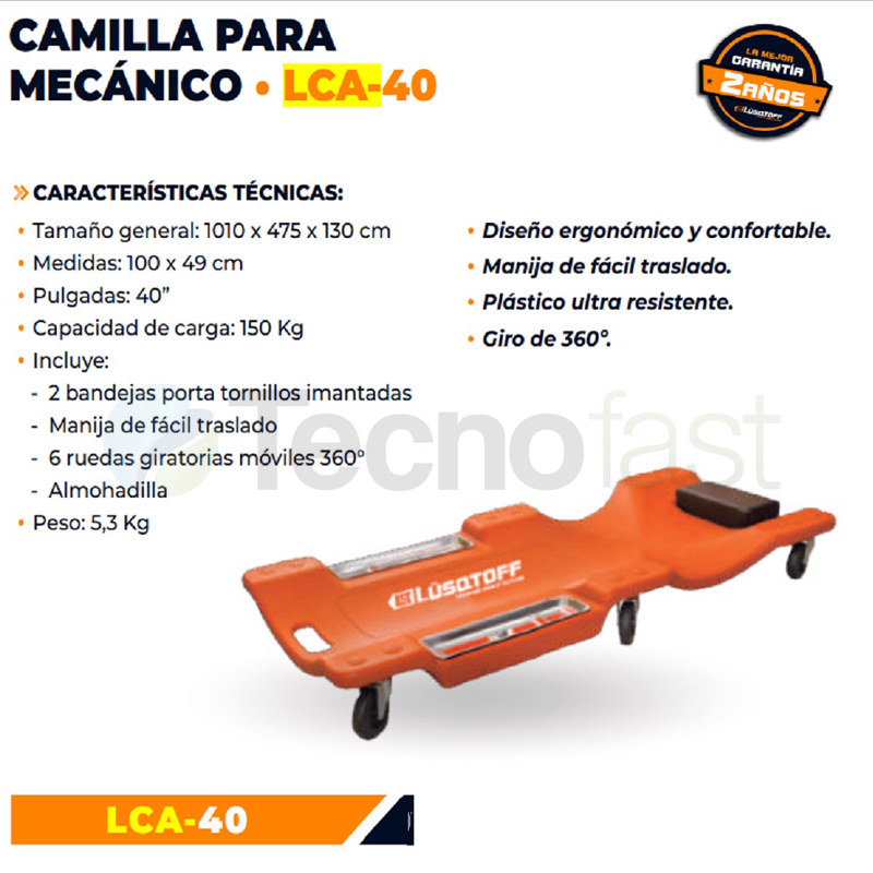 Camilla de Mecanico Lusqtoff Lca40 Plastica Reforzada Ruedas - LUSQTOFF ...