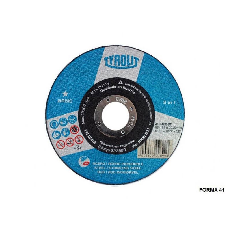 DISCO CORTE RECTO FINO BASIC A60 115X1.0X22 - TYROLIT COMBOS COCINA ...