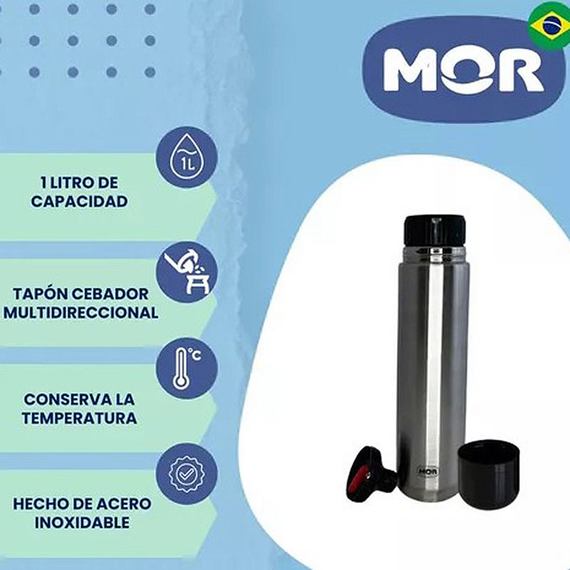TERMO DE 1 LITRO ACERO INOXIDABLE FIT MOR TOTAL - MOR CAMPING - Megatone