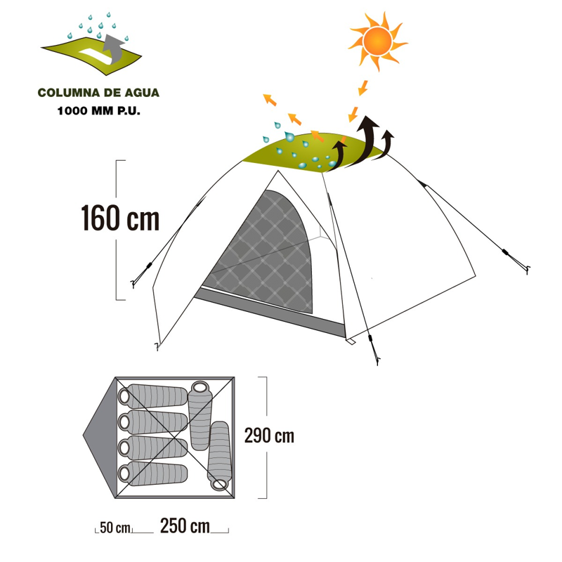 Carpa Comedor Waterdog DOMEIV 6 Personas Impermeable - WATERDOG CAMPING ...