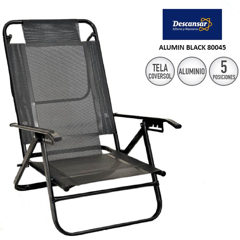 Reposera playera color negro de aluminio Descansar 80045 - DESCANSAR ...