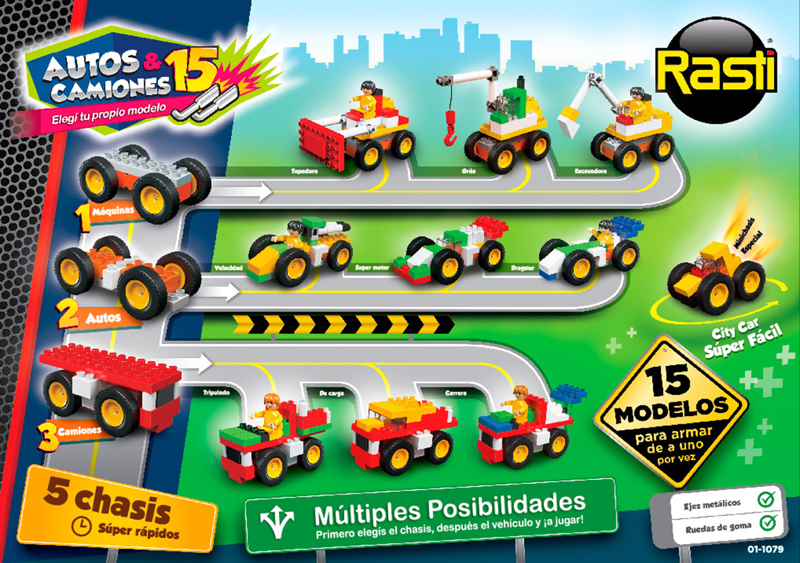 AUTOS ARMABLES LADRILLOS PLÁSTICOS 15 MODELOS RASTI 01-1079 - RASTI ...