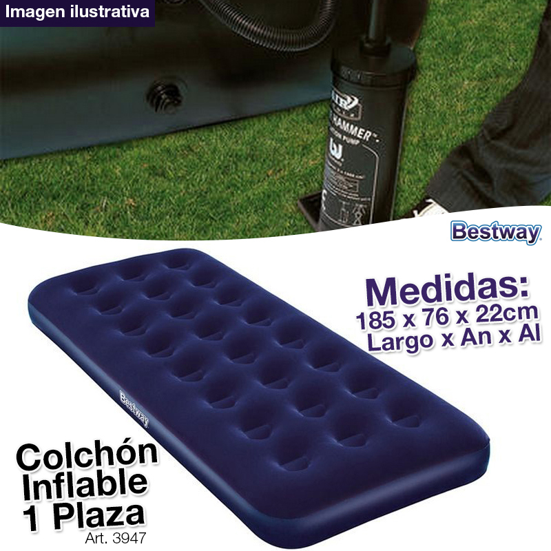 Combo Colchon Inflable Camping 1 Plaza Y 2P + Inflador - BESTWAY ...