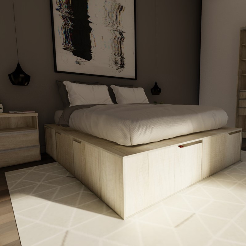 Cama Box EMC 2 Plazas 1,40m con 6 Cajones y 2 Zapateros Helsinki - EMC ...