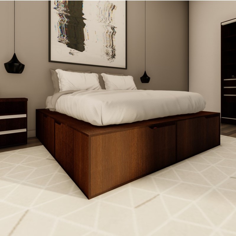 Cama Box EMC King 2m con 6 cajones y 2 zapateros Wengue - EMC CAMAS Y ...