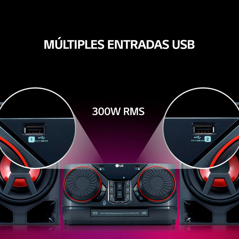 Minicomponente Lg Xboom Ck43 Negro Bluetooth 300W - LG SISTEMAS DE ...