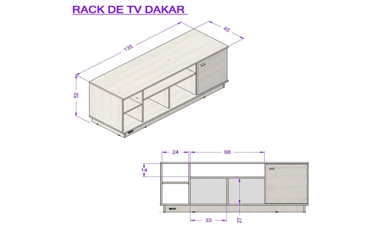 RACK TV DAKAR BLANCO - MOSCONI MESAS DE TV AUDIO COMPUTACION - Megatone