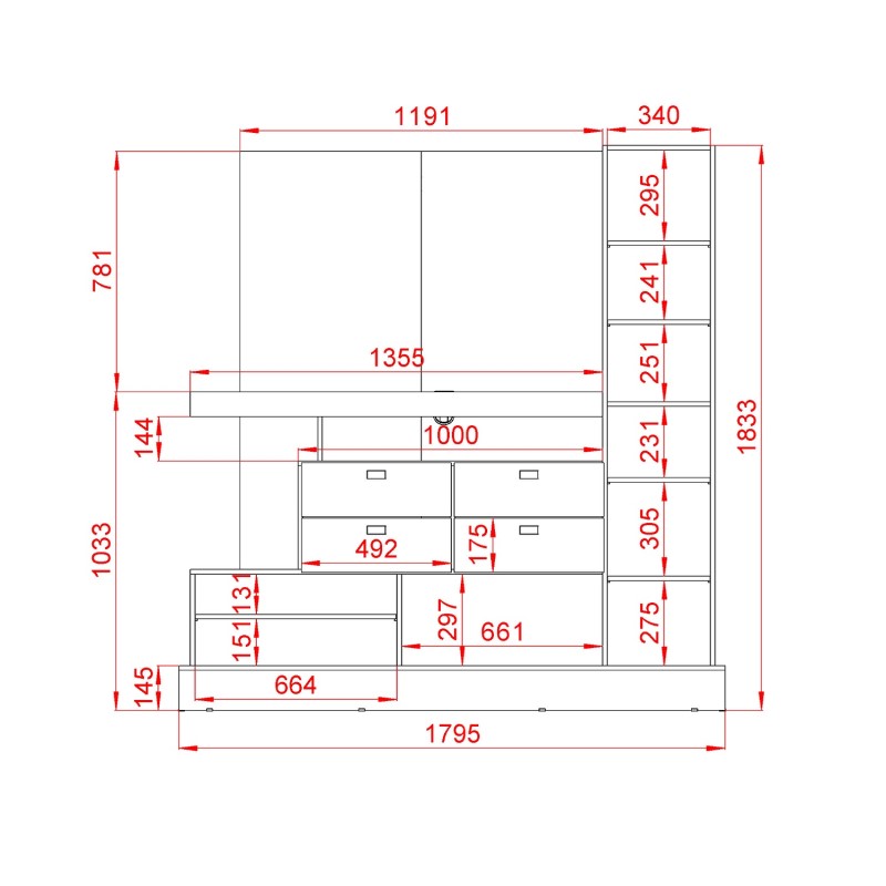 MODULAR RACK 126 WENGUE - MOSCONI MODULARES - Megatone
