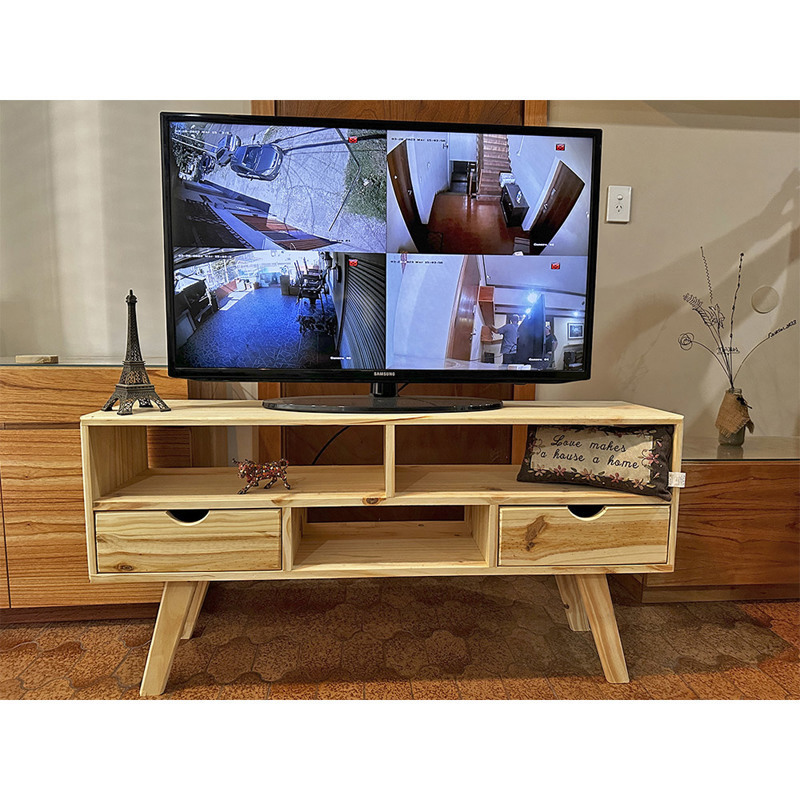 Rack Tv de Madera Pino Mesa Escandinava 1.20mts Con Cajones - MJ ...