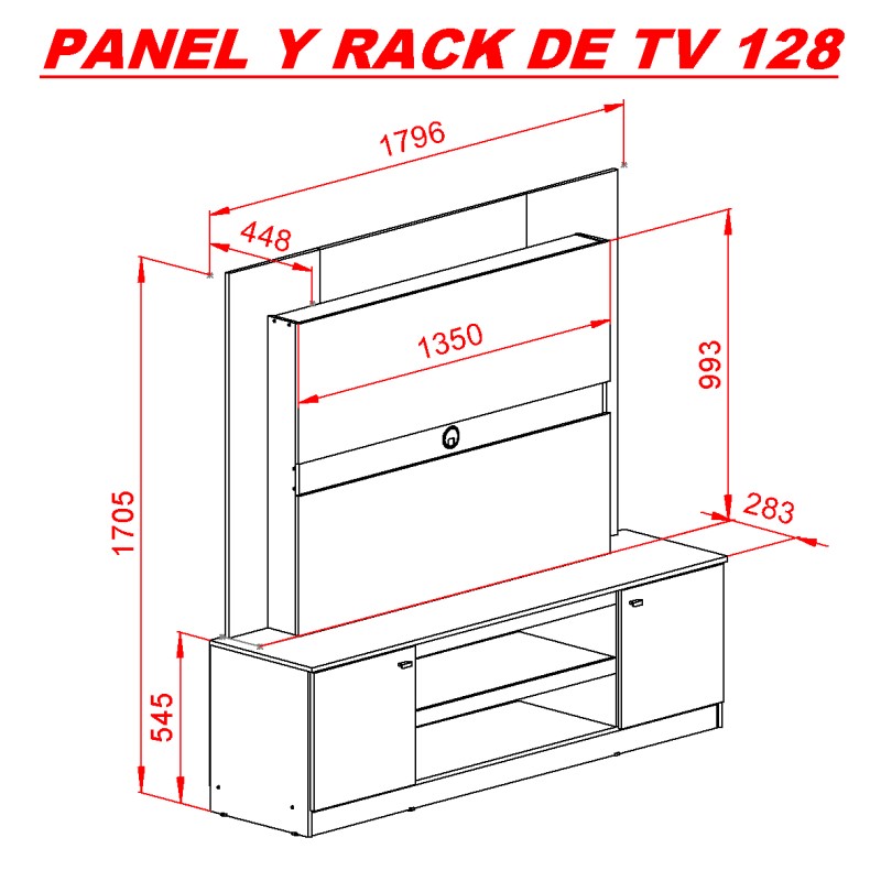 COMBO RACK + PANEL DE TV 128 CARVALHO ASERRADO - MOSCONI MESAS DE TV ...