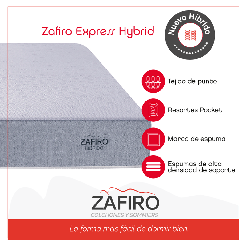 Colchón de Resortes King Size Zafiro Express Hybrid 180x200 - ZAFIRO ...