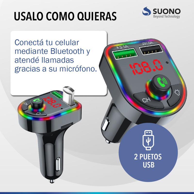 Transmisor Fm Cargador Para Auto Reproductor Mp3 - SUONO CTROL REMOTO ...