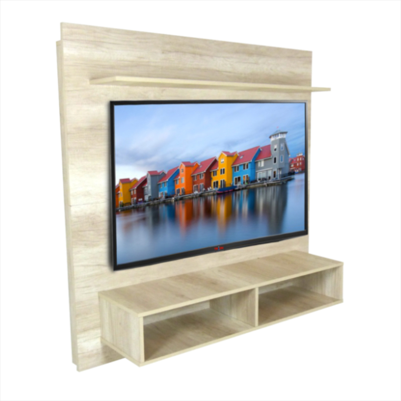 Rack Panel Para Led Tv Flotante Con Estante Madera Melamina - MAKOM ...