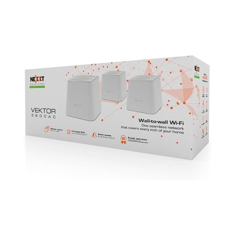 DECO MESH NEXXT VECTOR 3600-AC - SISTEMA INALAMBRICO 3 NODOS - NEXXT ...