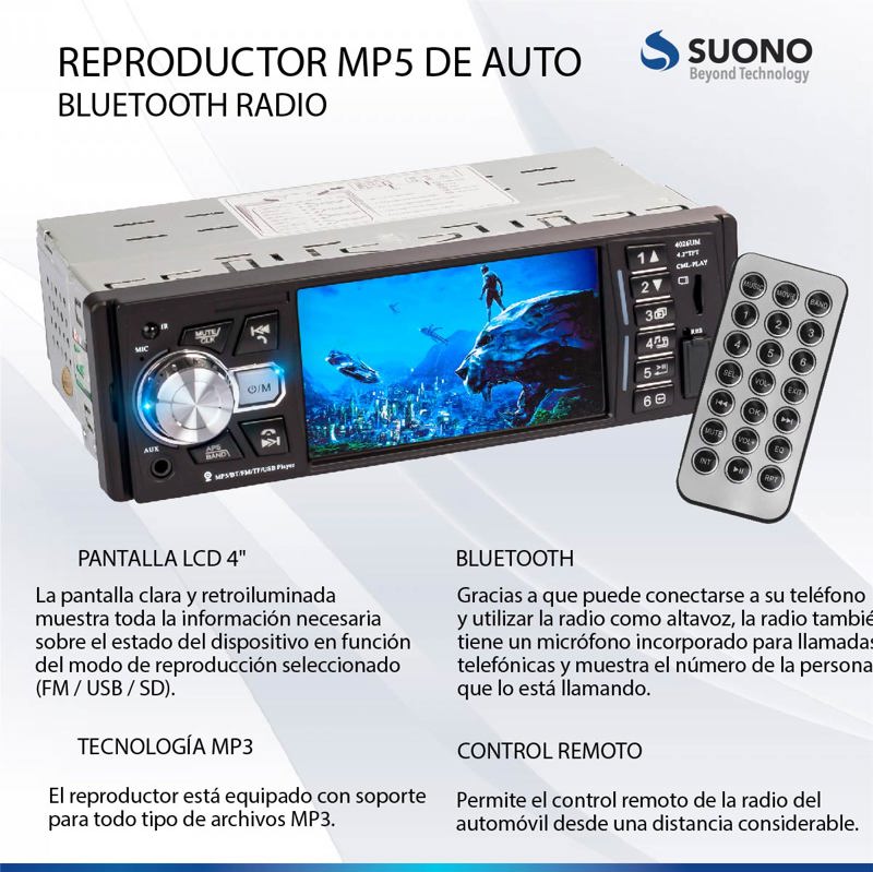 Estéreo Para Auto Suono Con Pantalla Bluetooth - SUONO AUTOESTEREOS ...