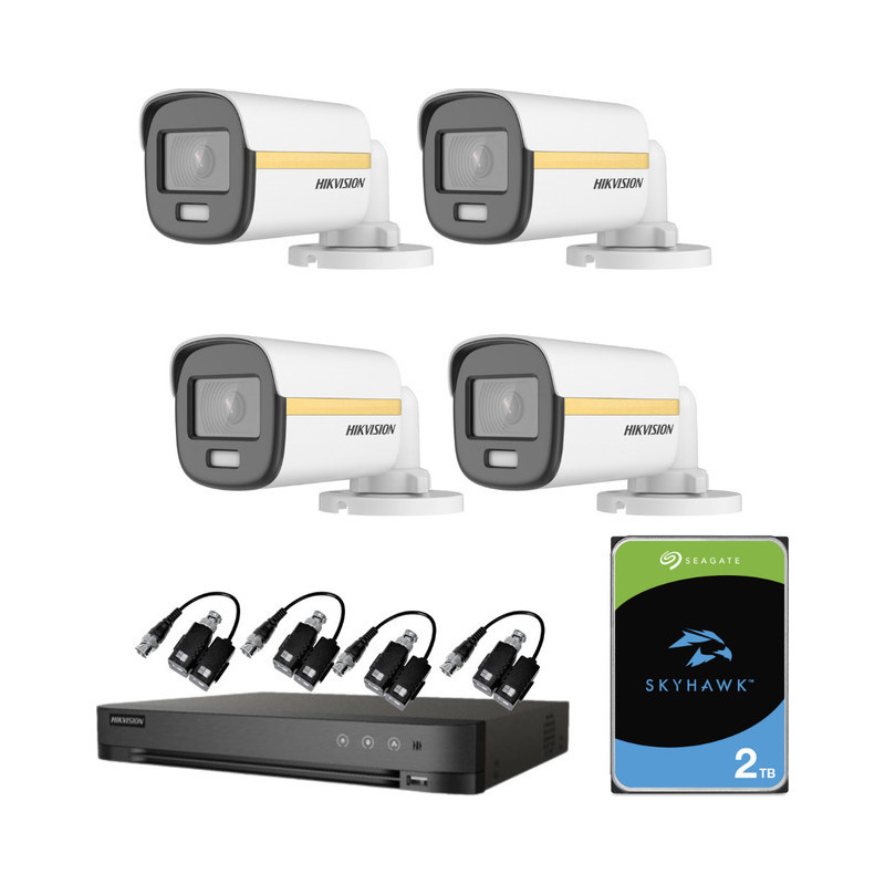 4 Bullet Hik + DVR 4 + Disco 2TB + Balun - HIKVISION CAMARAS DE ...