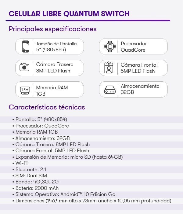 Celular Quantum Switch Quad-core 32gb 5+8mp Dual Sim - QUANTUM ...