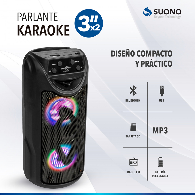 Parlante Portátil Suono 3" X2 Extra Bass Bluetooth Rgb - SUONO ...