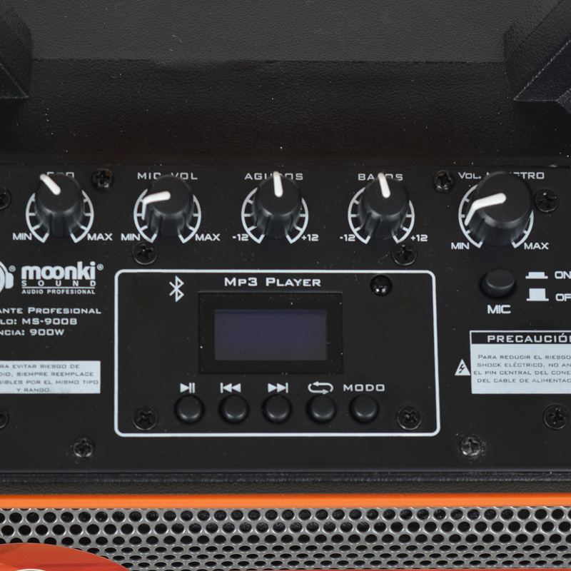 Parlante Potenciado Moonki Sound Ms-900b - 6,5" - 900w/60w - Inc. Mic C/Cable - Bat. - MOONKI ...