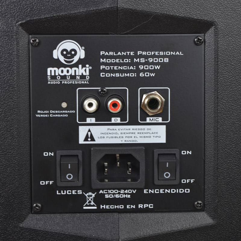 Parlante Potenciado Moonki Sound Ms-900b - 6,5" - 900w/60w - Inc. Mic C/Cable - Bat. - MOONKI ...