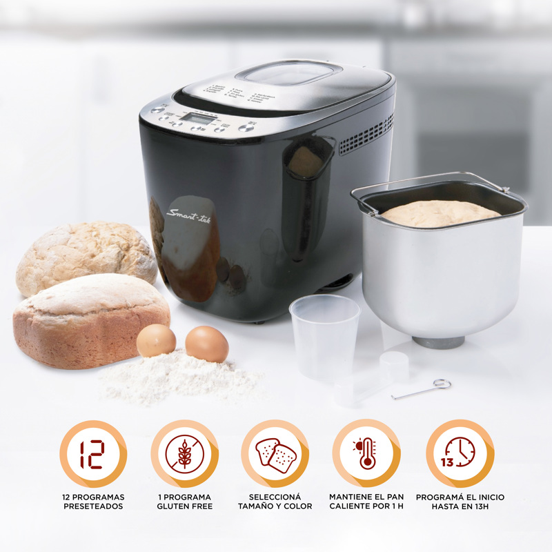 Fabrica de Pan Smart Tek Breadmaster Digital 12 programas - SMART TEK ...