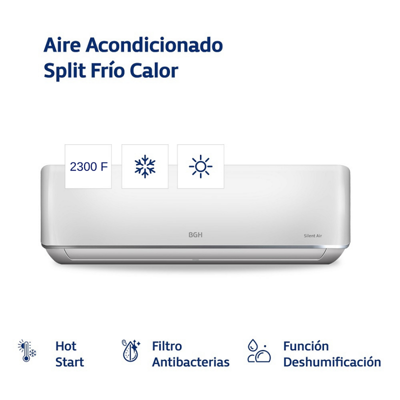 Aire Acondicionado Split Frío/calor Bgh 2600w Bs26wccr - BGH AA SPLIT ...