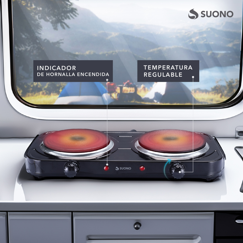 Anafe Eléctrico 2 Hornallas Suono 2000w Cuerpo Metálico - SUONO ANAFES ...