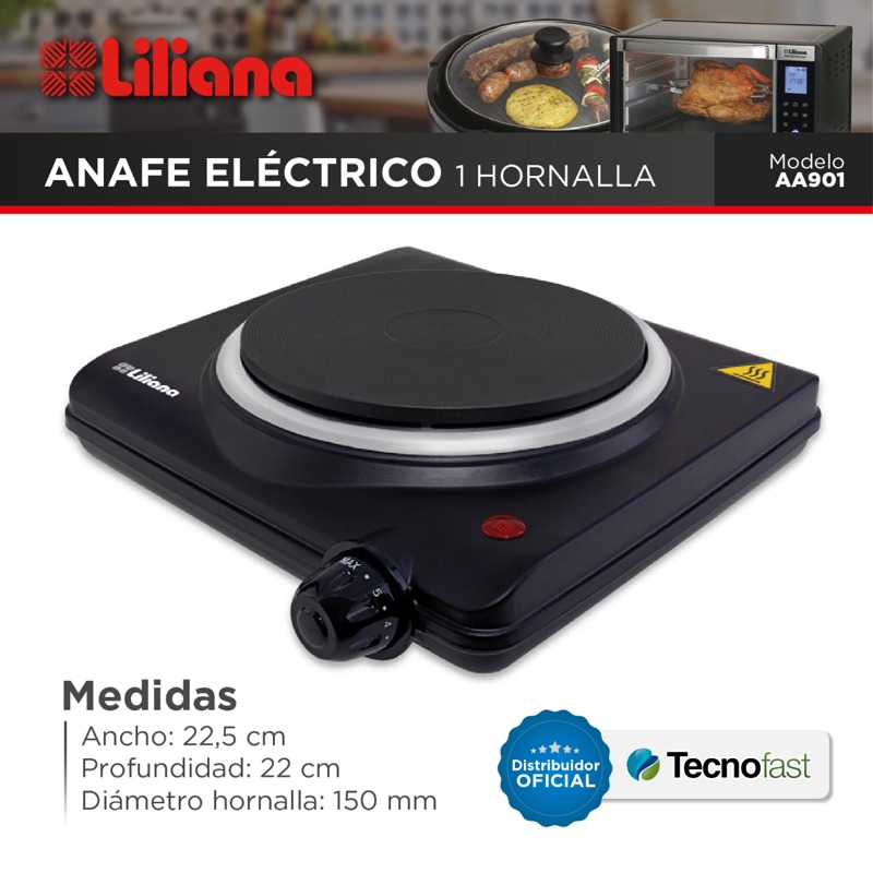 Anafe Electrico Liliana 1 Hornalla Aa901 1300 Watts Liviano - LILIANA ...