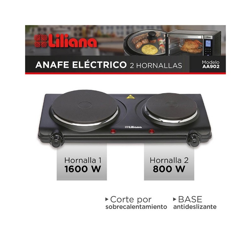 Anafe Electrico Liliana 2 Hornallas Aa902 800-1600 Watts - LILIANA ...