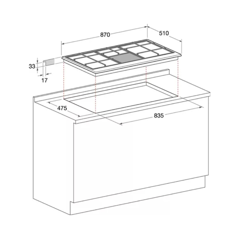ANAFE A GAS ARISTON PH 941 MSTV (IX) AG - REJILLAS HIERRO FUNDIDO 90CM ...