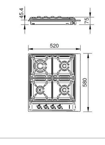 Anafe A Gas Longvie 60cm Acero Inoxidable - LONGVIE ANAFES - Megatone