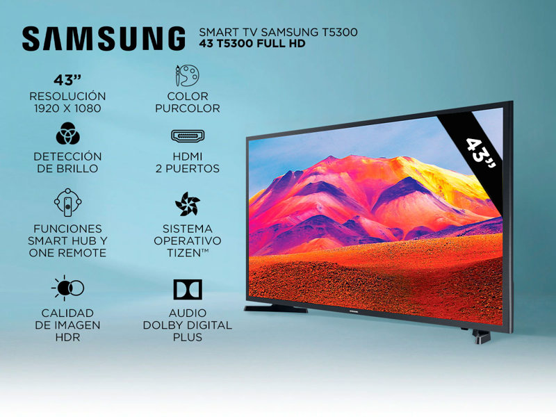 Smart TV Samsung T5300 43 T5300 Full Hd - SAMSUNG TV LED 44 a 50P SMART - Megatone