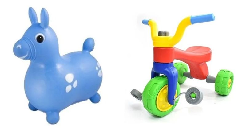 Caballo Caballito Saltarin Goma Inflable Y Triciclo Qrio - COMBO ...
