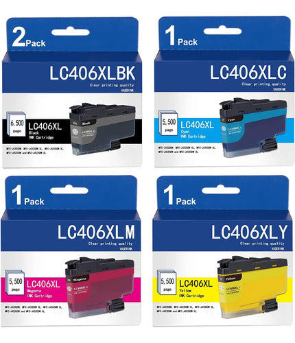 Juego completo de tintas LC406XL originales para Brother J6955 ...