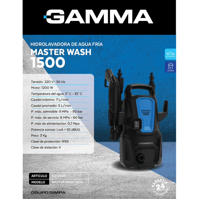 Hidrolavadora Master Wash 1500 - G2521AR - GAMMA HIDROLAVADORAS - Megatone