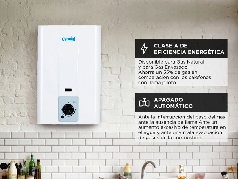 Calefón Escorial Gas Envasado 14L Sin Llama Piloto - ESCORIAL CALEFONES ...