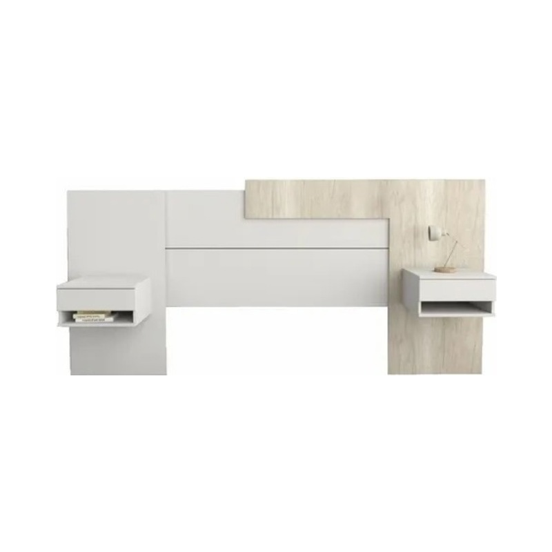 Respaldo Cabecera Regulable Mesas De Luz Flotantes 140/160cm Nevado ...