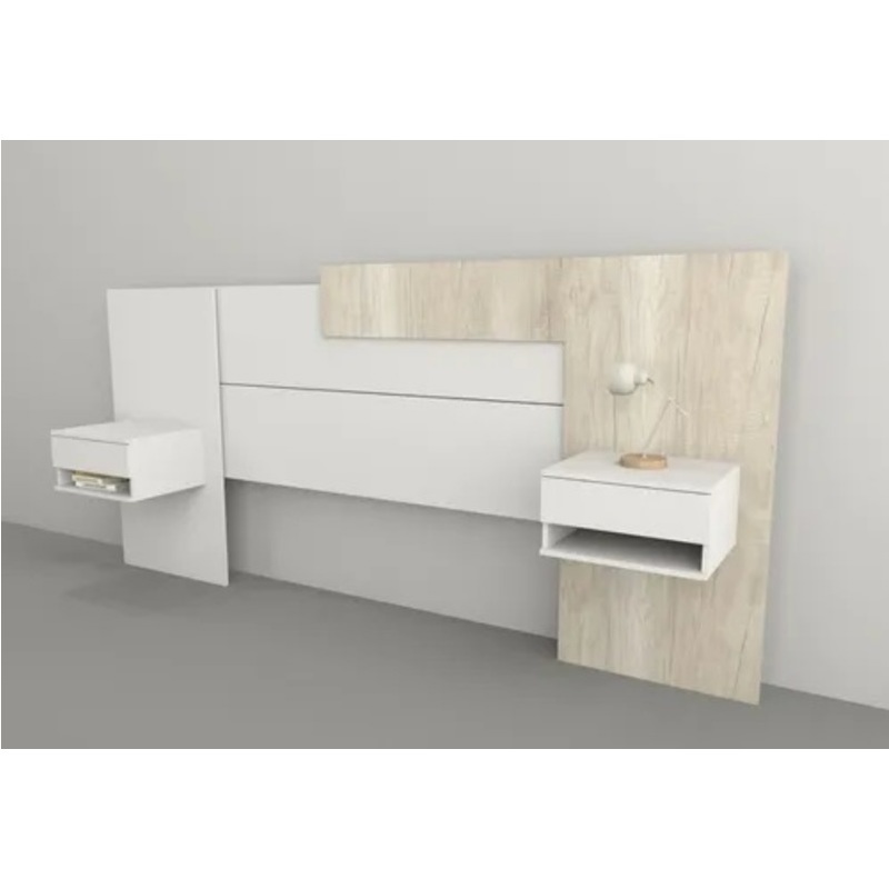 Respaldo Cabecera Regulable Mesas De Luz Flotantes 140/160cm Nevado ...