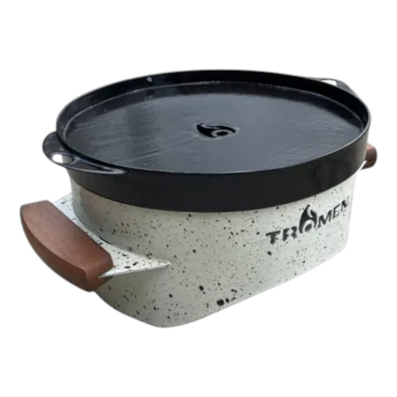 Accesorio Gourmet Tromen Brasero de Mesa Enlozado Con Manijas de Madera - TROMEN BATERIAS DE ...
