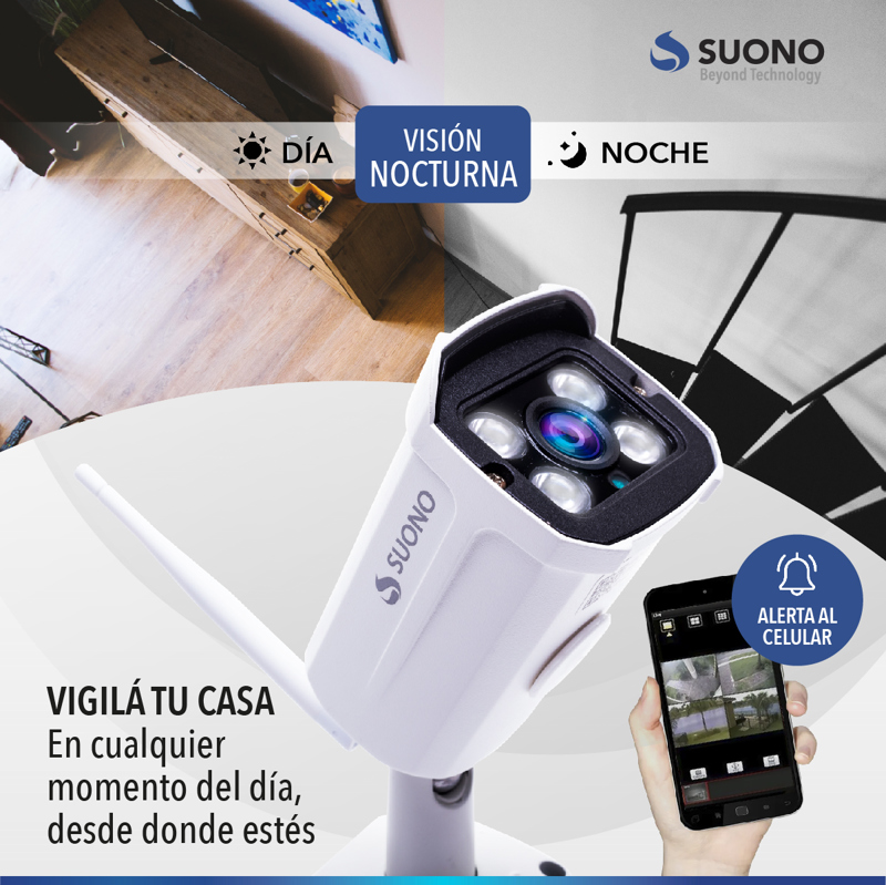 Camara De Seguridad Wifi Hd 720p Infraroja Exterior - SUONO CAMARAS DE SEGURIDAD - Megatone